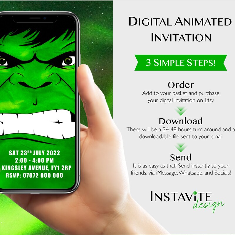Hulk Invitations - Etsy