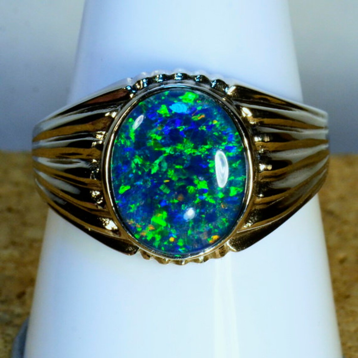 Wonderful Genuine Australian Opal Solid 14k White Gold Ring - Etsy
