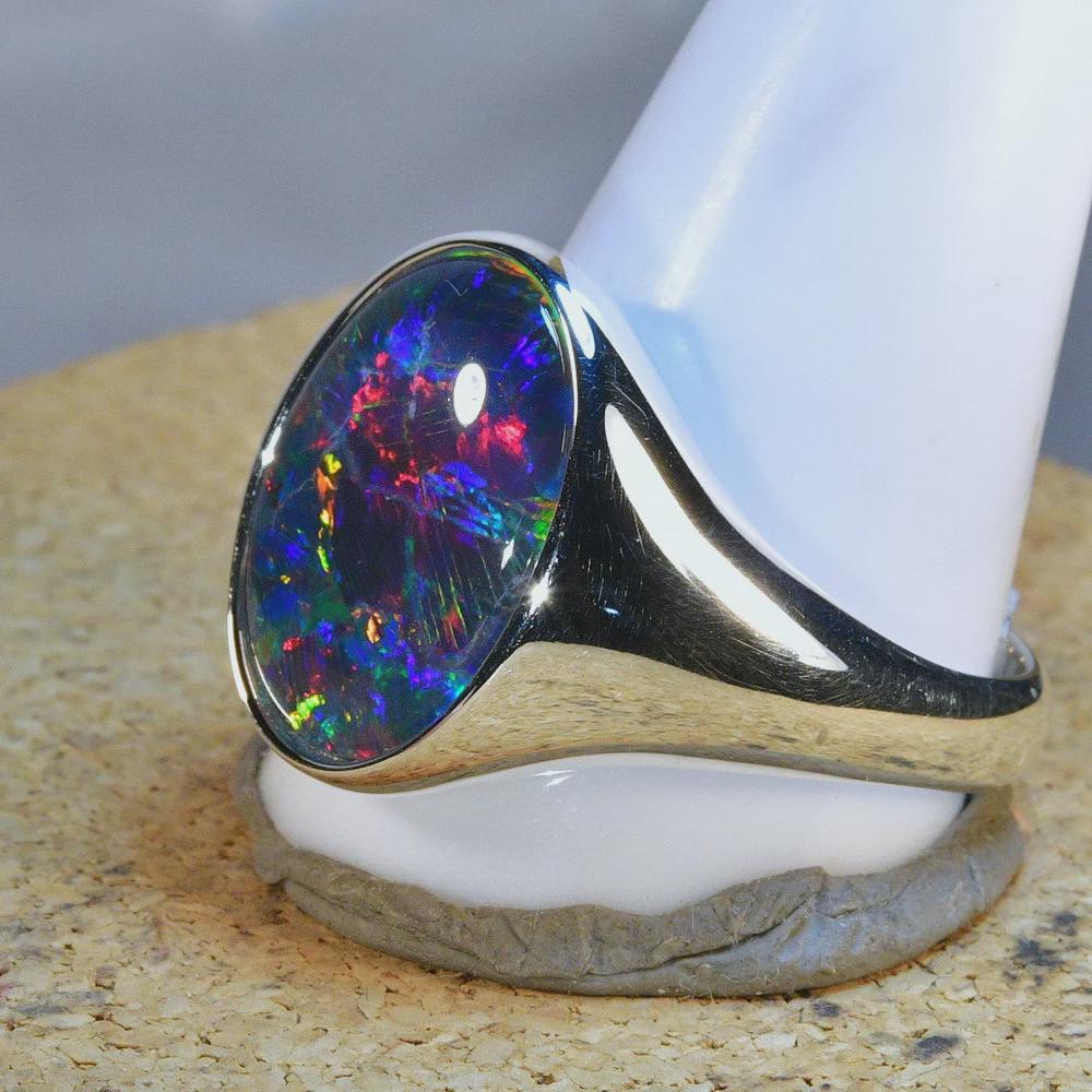 Bargain! Genuine Australian Opal BIG! 18 X 13 HEAVY! Mans Solid 925 ...