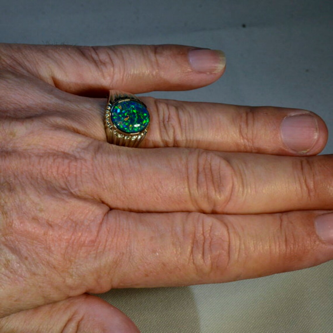Wonderful Genuine Australian Opal Solid 14k White Gold Ring - Etsy