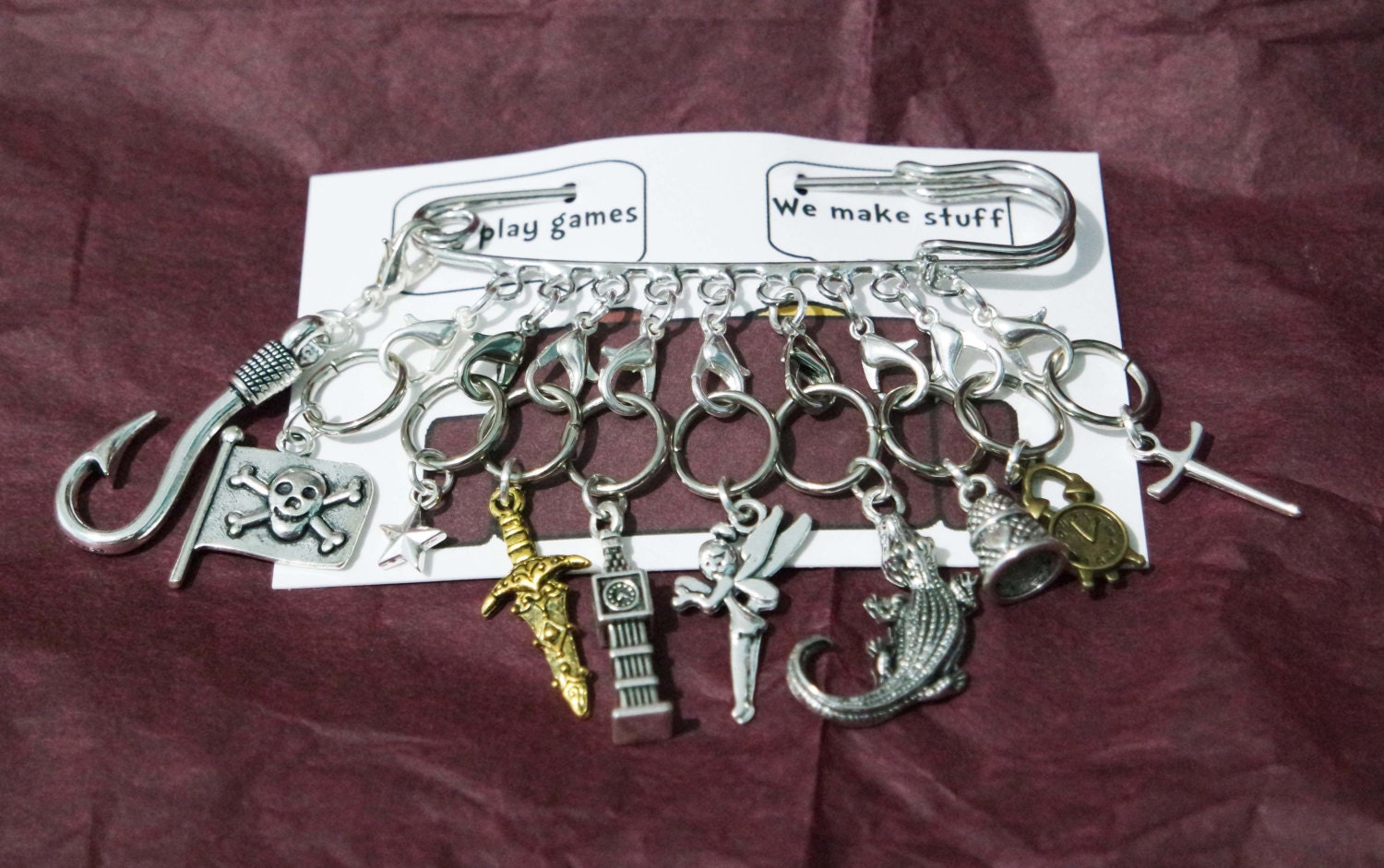 Peter Pan Stitch Markers and Bonus Hook Progress Keeper - Etsy Australia