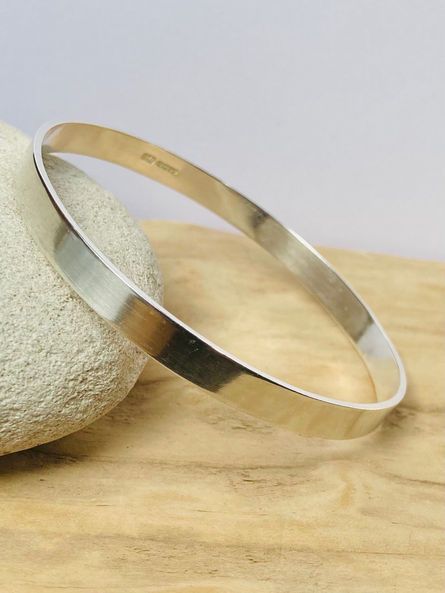 Wide Silver Bangle, Solid Sterling Silver Bangle, Silver Jewellery ...
