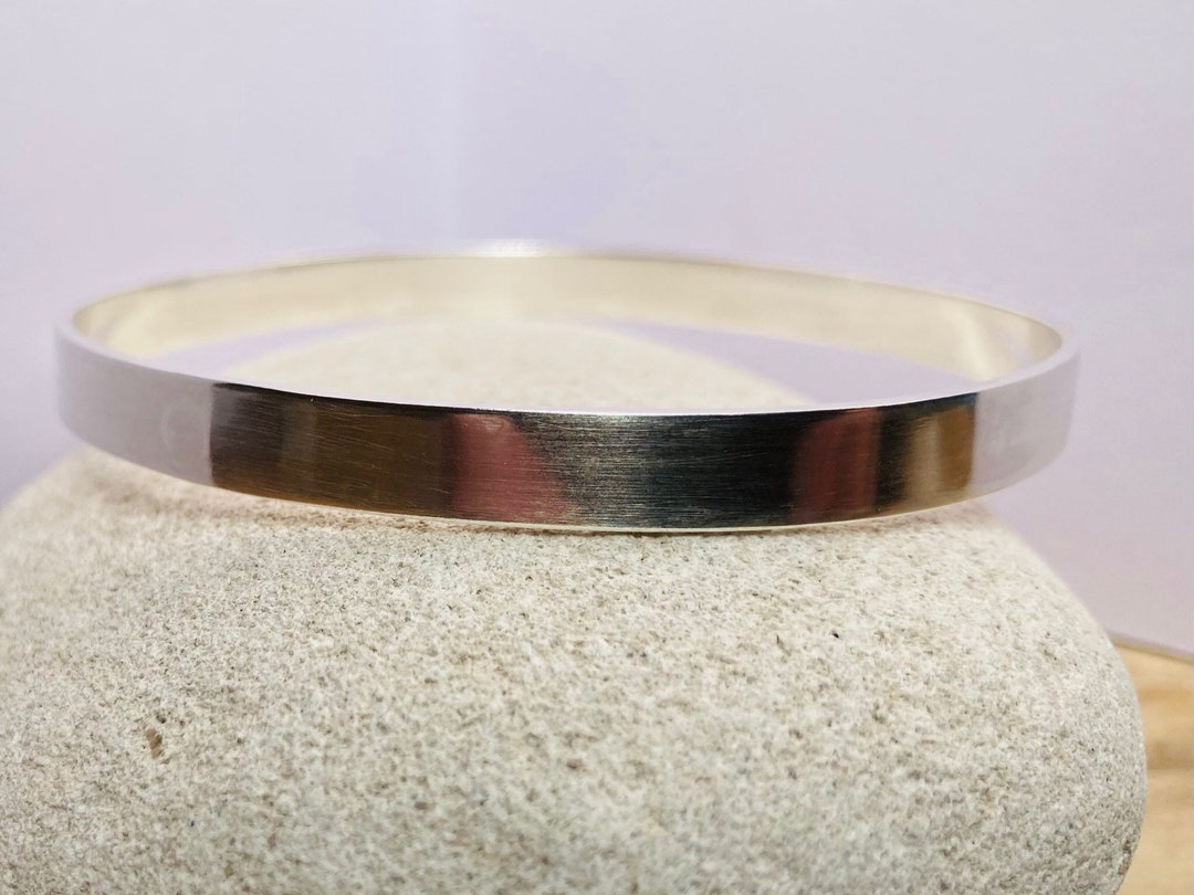 Wide Silver Bangle, Solid Sterling Silver Bangle, Silver Jewellery ...