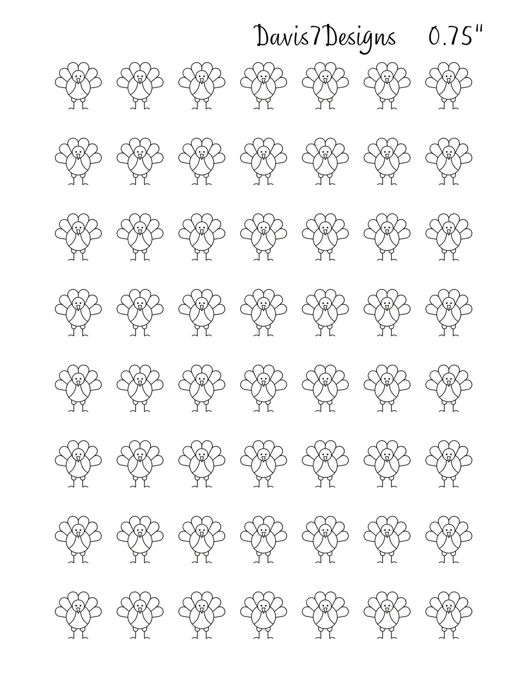 Turkey Royal Icing Transfers - Etsy