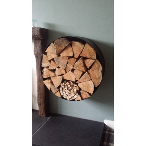 Cylindrical Wall Mounted Log Holder | Etsy