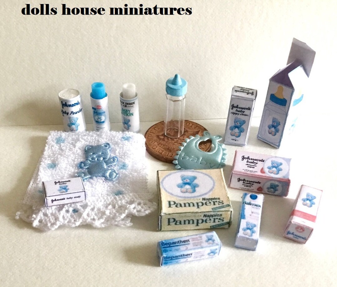Various Miniature Baby Items Blue Dolls House Miniatures - Etsy