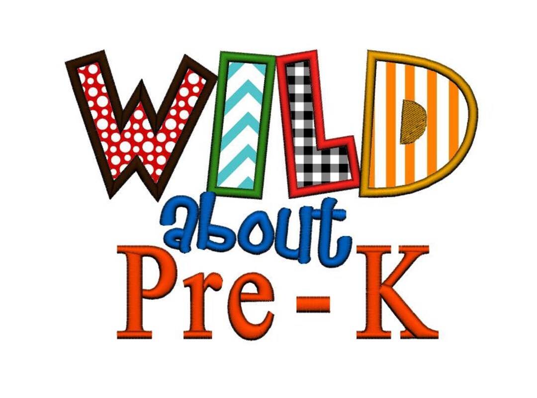 Wild About Pre-k Applique. Instant Download Machine Embroidery Design ...