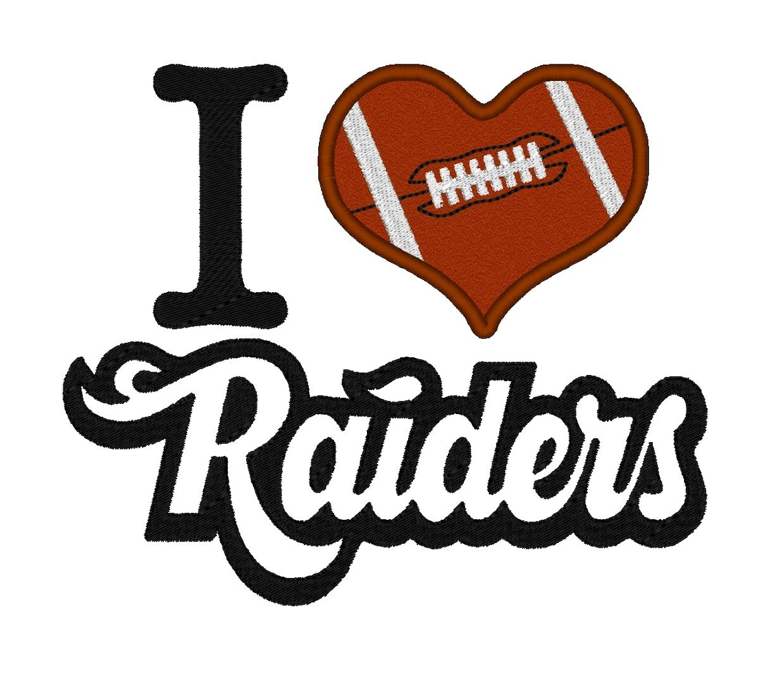 I Love Raiders Applique. Instant Download Machine Embroidery | Etsy