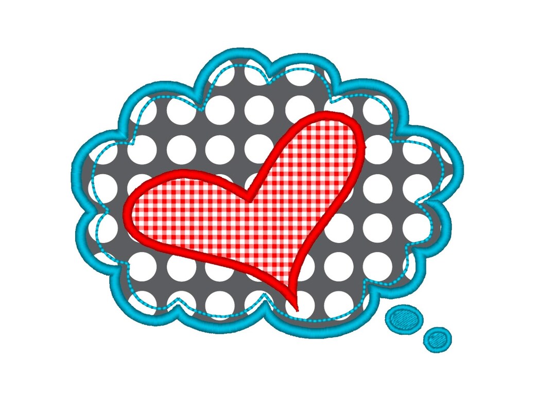 Heart Love in Thought Bubble. Thinking of Love. Valentine Applique ...