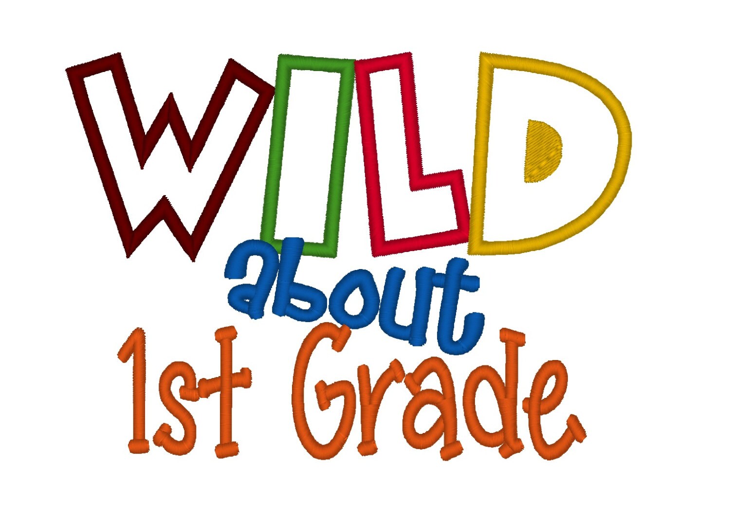 Wild About 1st Grade Applique. Instant Download Machine | Etsy