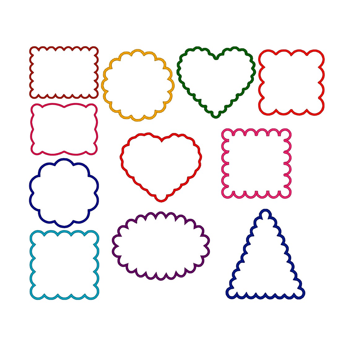 11 Eleven Scallop Scalloped Frames Shapes. Instant Download | Etsy