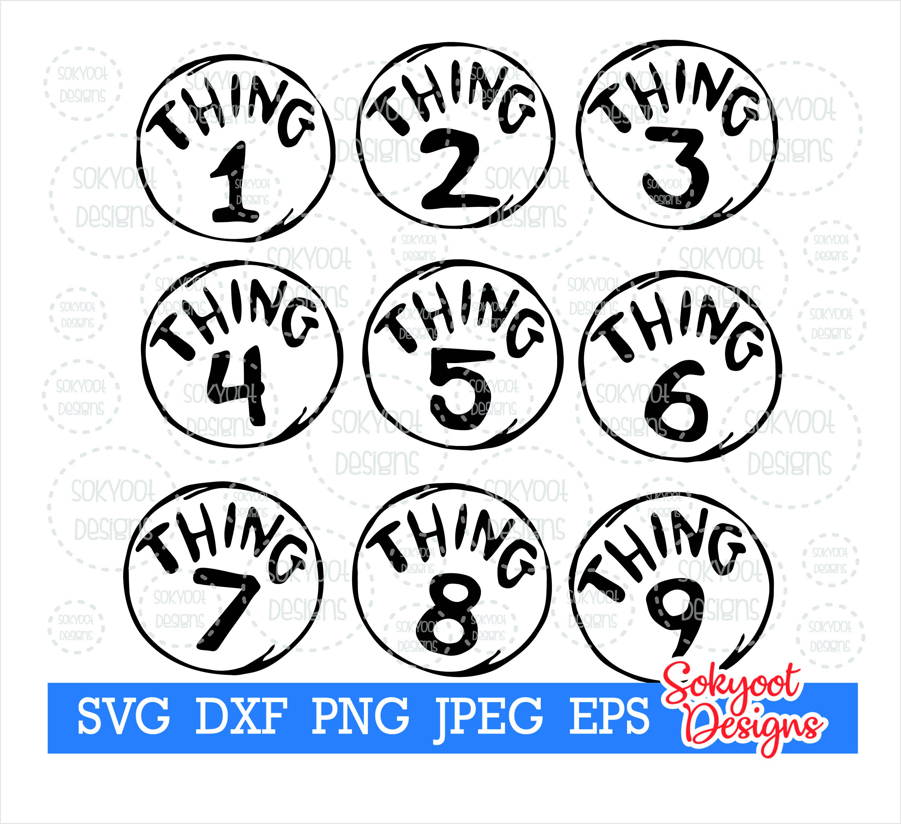 Thing 1 Thing1 2 3 4 5 6 7 8 9 - Instant Digital Download SVG Cut File ...