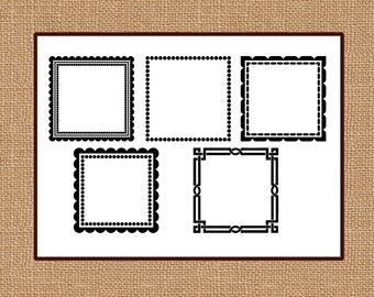 5 Square and Rectangle Monogram Frames I Instant Digital | Etsy