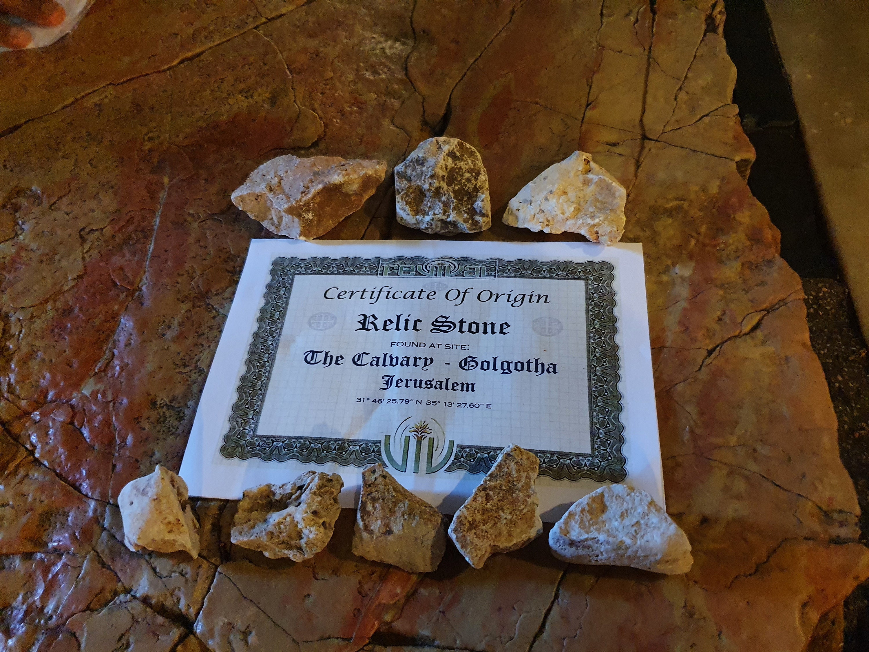 Authentic Calvary Relic rock gathered at the Golgotha Skull Hill Site ...
