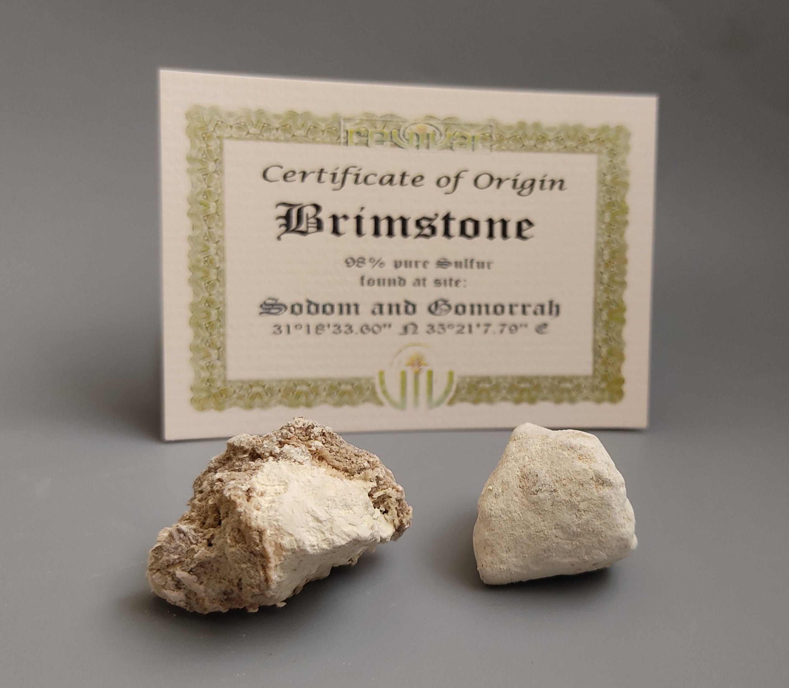 Brimstone Sulfur - Biblical Evidence of Sodom and Gomorrah Admah Zeboiim