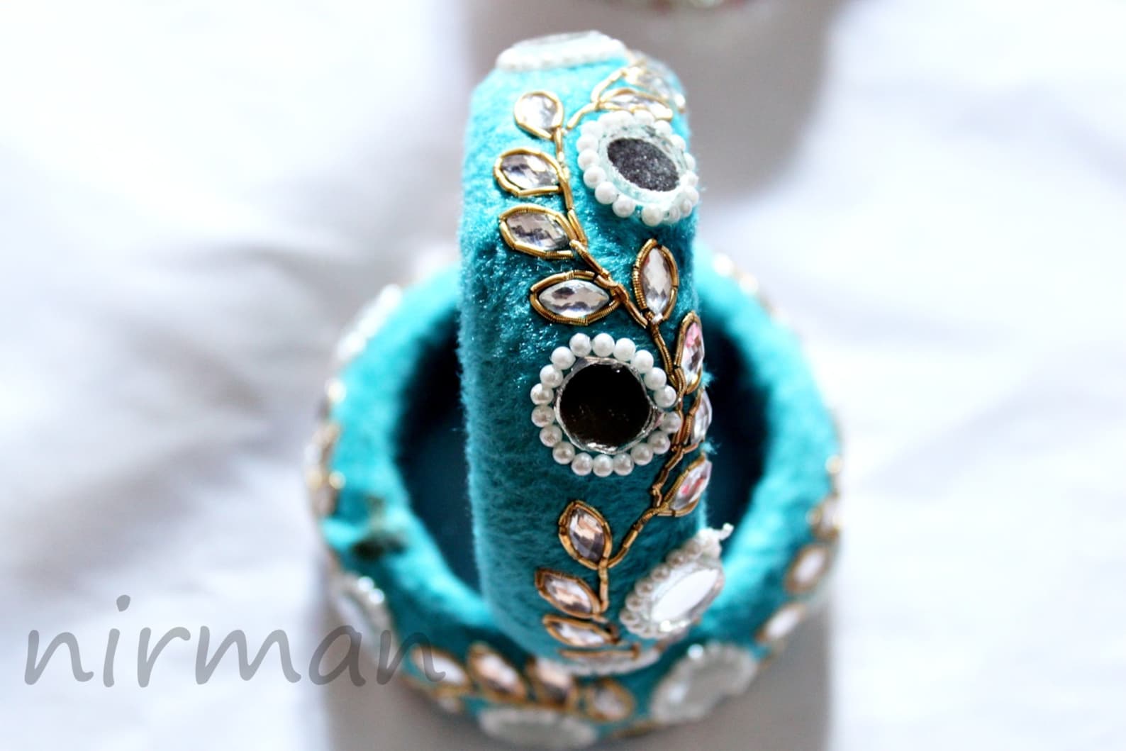 Indian Bangle Set of 3 PINK BLUE Hand Knit Bangle Bracelets, Wool ...