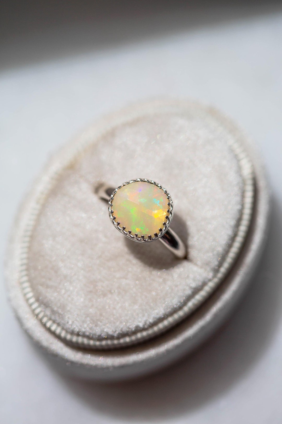 Size 7.75 | Simple Opal Ring in Sterling Silver | #24 - Etsy