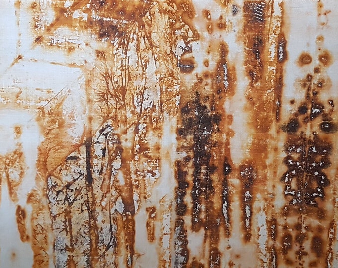 56 X 25 Cm Eco Dyeing Ecodyed Rust Print Rusty Files Textile Art ...