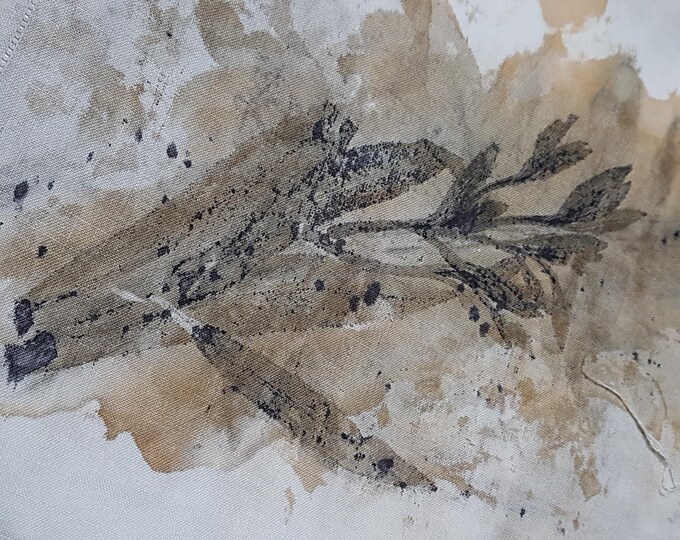 31 X 16cm Eco Dyeing Ecodyed Print Textile Art Natural Dye Cloth Fabric ...