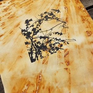 34 X 25 Cm Screenprinted Tree on Cloth Rust Dyed Slow Dyeing Natural Eco Dye Textile Art Fabric ...