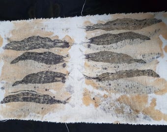 31 X 16cm Eco Dyeing Ecodyed Print Textile Art Natural Dye Cloth Fabric ...