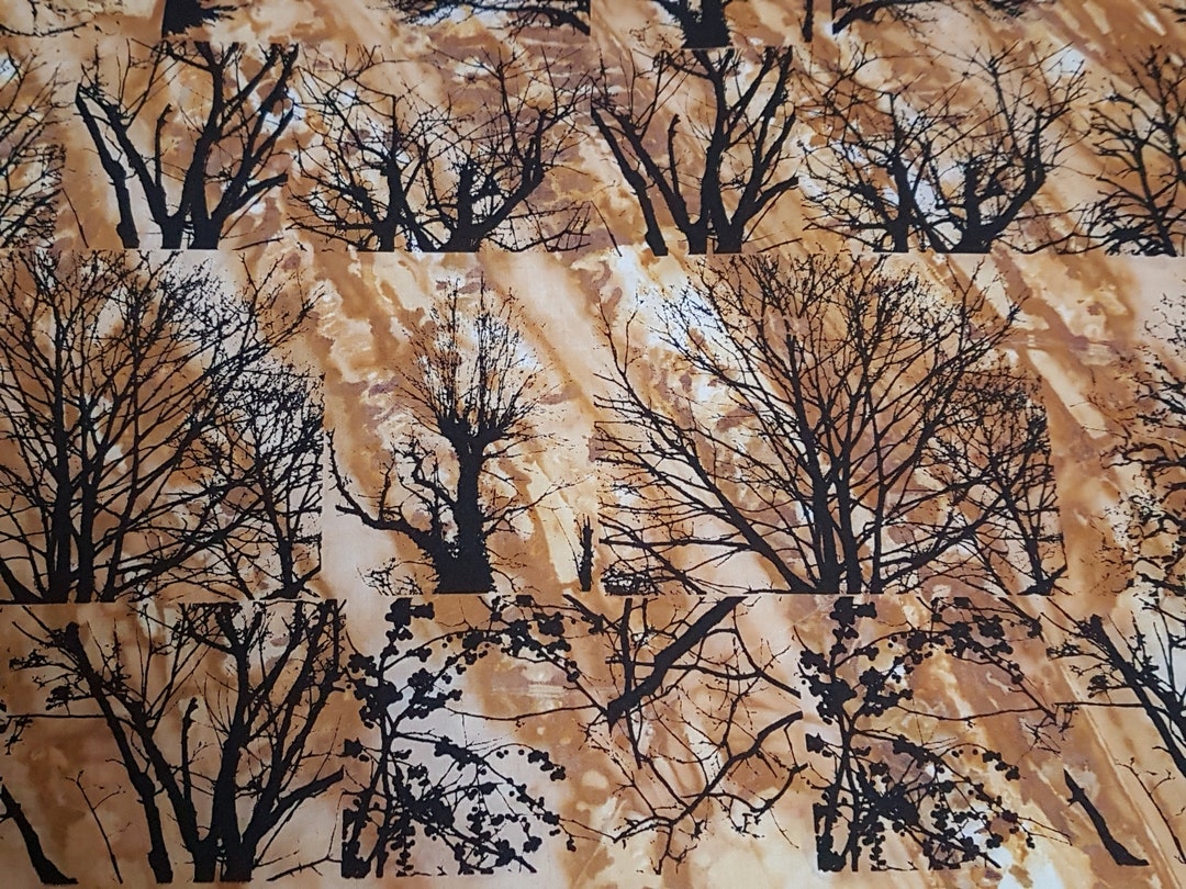 54 X 44cm Screenprinted Tree on Cloth Rust Dyed Slow Dyeing Natural Eco Dye Textile Art Fabric ...