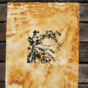34 X 25 Cm Screenprinted Tree on Cloth Rust Dyed Slow Dyeing Natural Eco Dye Textile Art Fabric ...