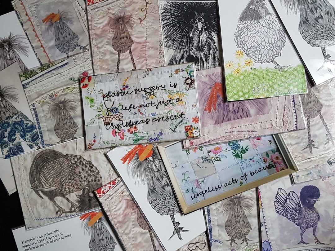 Pack 12 Extra Large Postcards 21.5 X 13.5 Cm Textile Art Screenprint ...