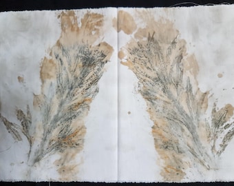 23 X 18cm Eco Dyeing Ecodyed Print Textile Art Natural Dye Cloth Fabric ...