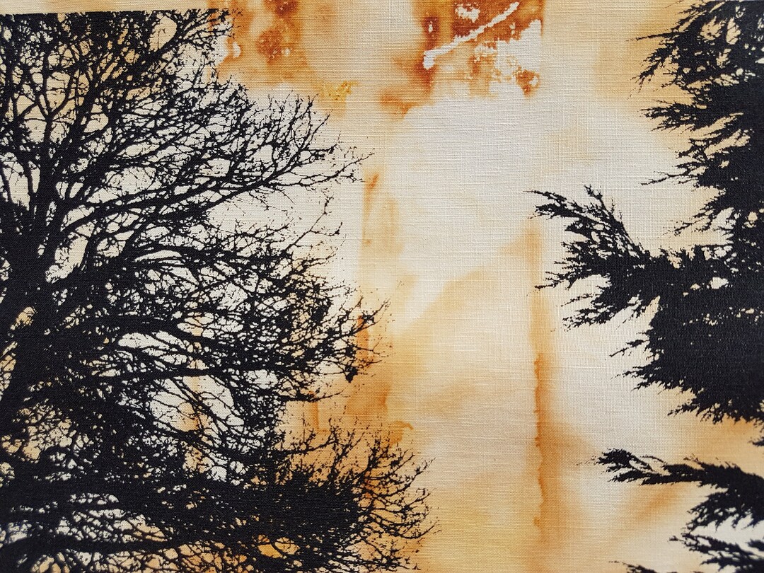 31 X 21 Cm Screenprinted Tree on Cloth Rust Dyed Slow Dyeing Natural Eco Dye Textile Art Fabric ...