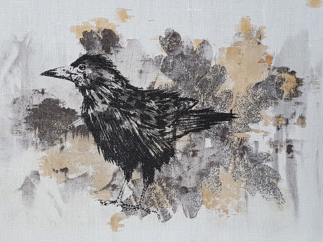 28 X 21 Cm Screenprinted Crow on Cloth Rust Dyed Slow Dyeing - Etsy