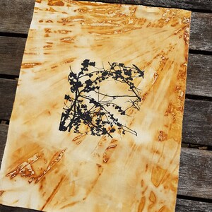 34 X 25 Cm Screenprinted Tree on Cloth Rust Dyed Slow Dyeing Natural Eco Dye Textile Art Fabric ...