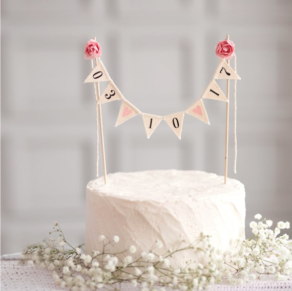 Wedding Date Cake Topper Wedding Date Banner Burlap Wedding - Etsy