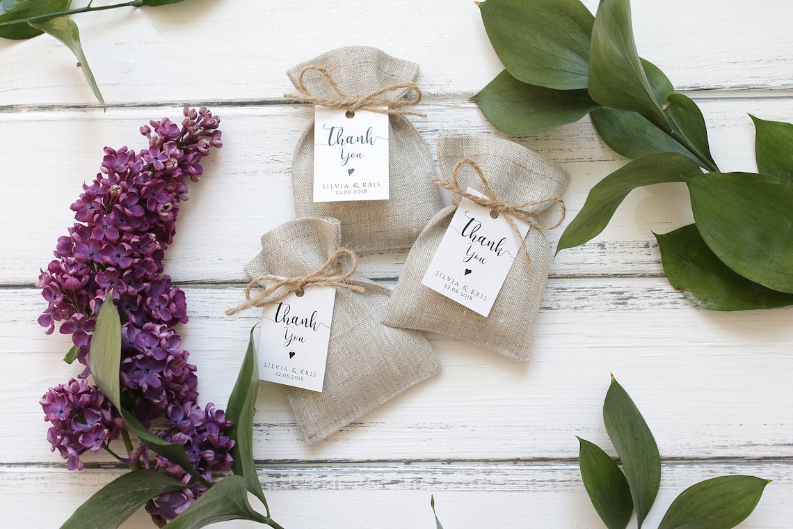 Personalized Linen Favor Bag, Small Linen Bag, Wedding Gift Bag ...