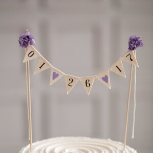 Wedding Date Cake Topper, Wedding Date Banner, Burlap Wedding Cake ...