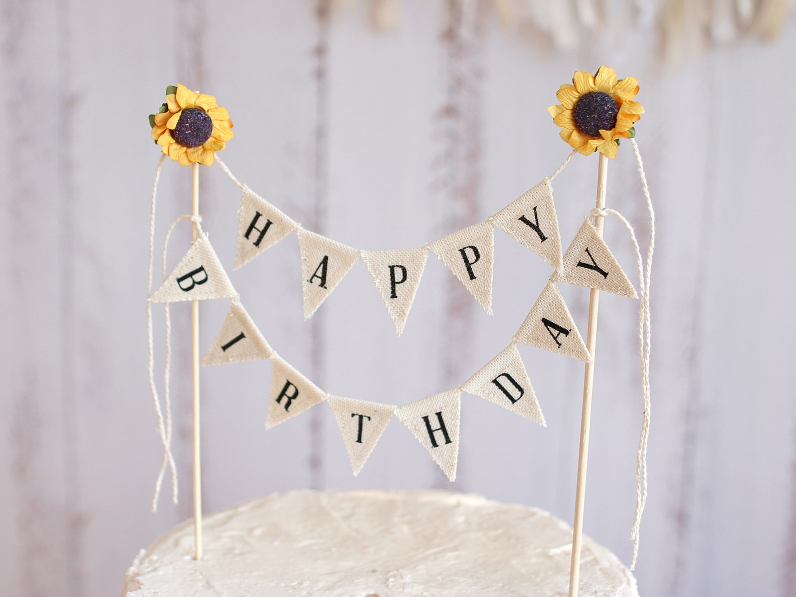 Sunflower Birthday Cake Topper, Birthday Cake Bunting, Sunflower ...