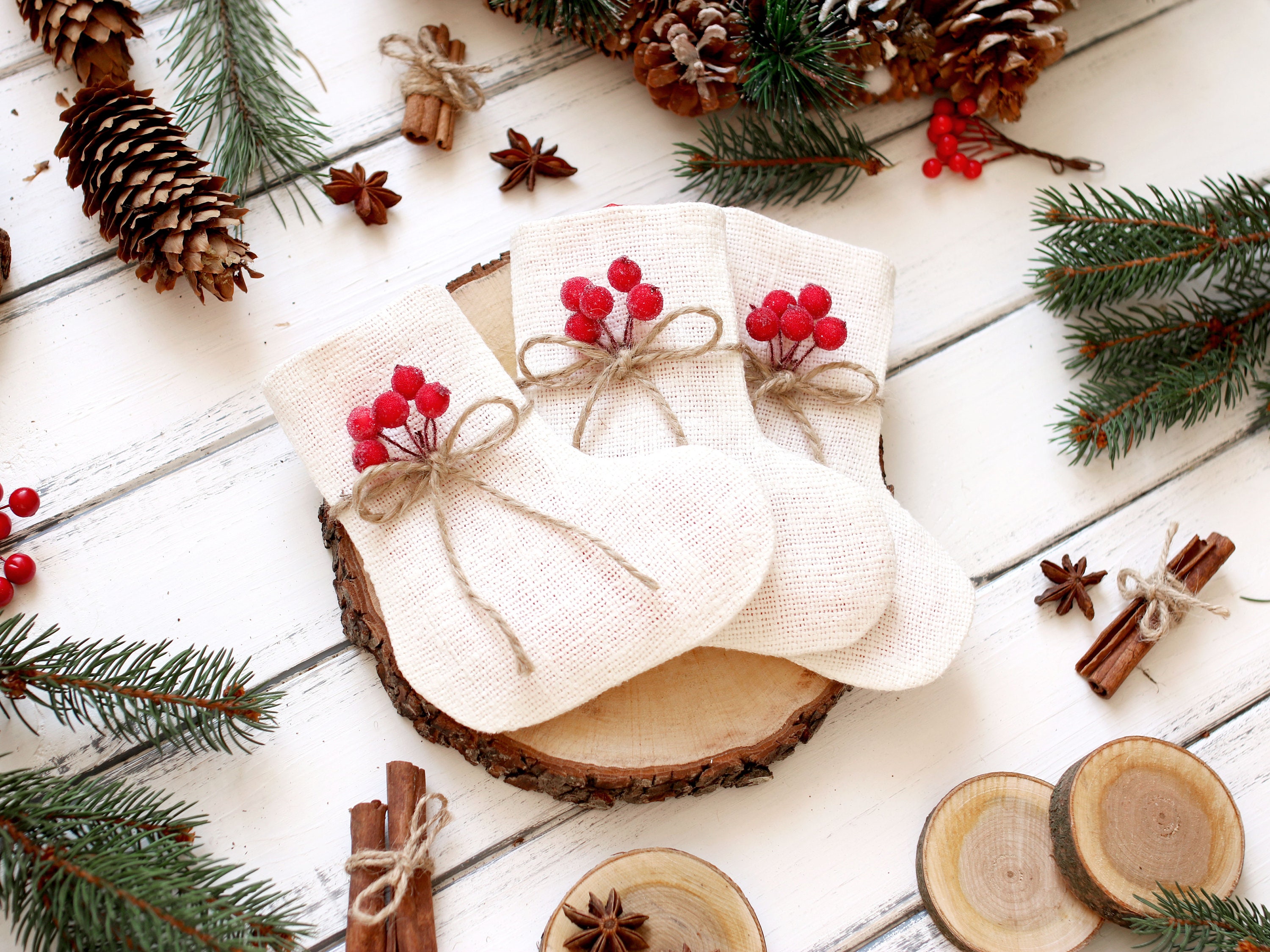 Christmas Silverware Holder Christmas Table Decor Burlap | Etsy