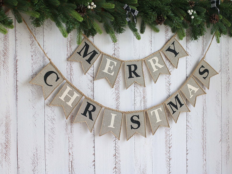 Merry Christmas Burlap Banner Christmas Garland Burlap - Etsy