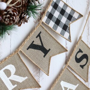 Merry Christmas Burlap Banner Christmas Garland Burlap - Etsy