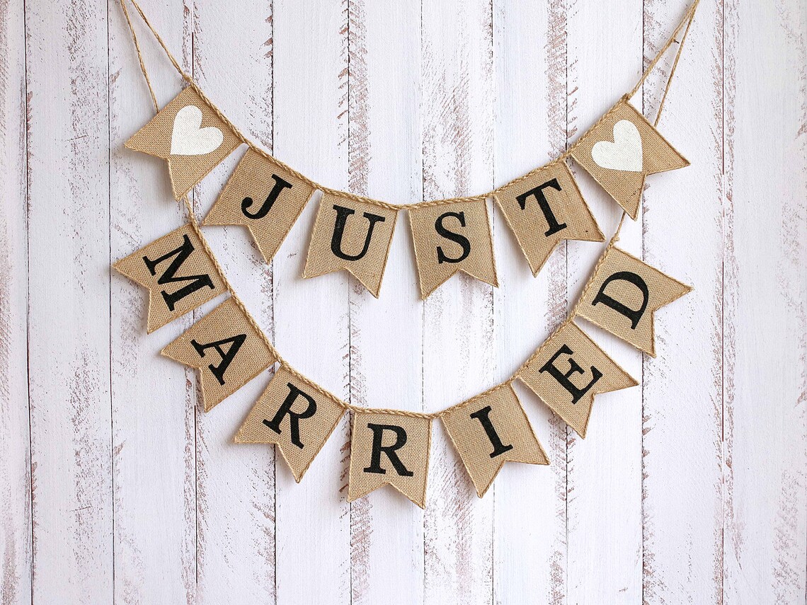 Just Married Wedding Banner Rustic Wedding Bannerjust | Etsy