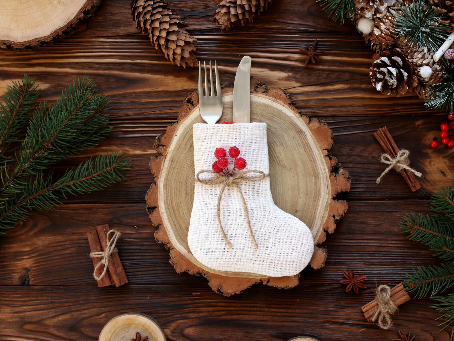 Christmas Silverware Holder Christmas Table Decor Burlap - Etsy