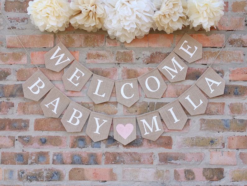 Welcome Baby Banner Burlap Baby Banner Custom Baby Banner | Etsy