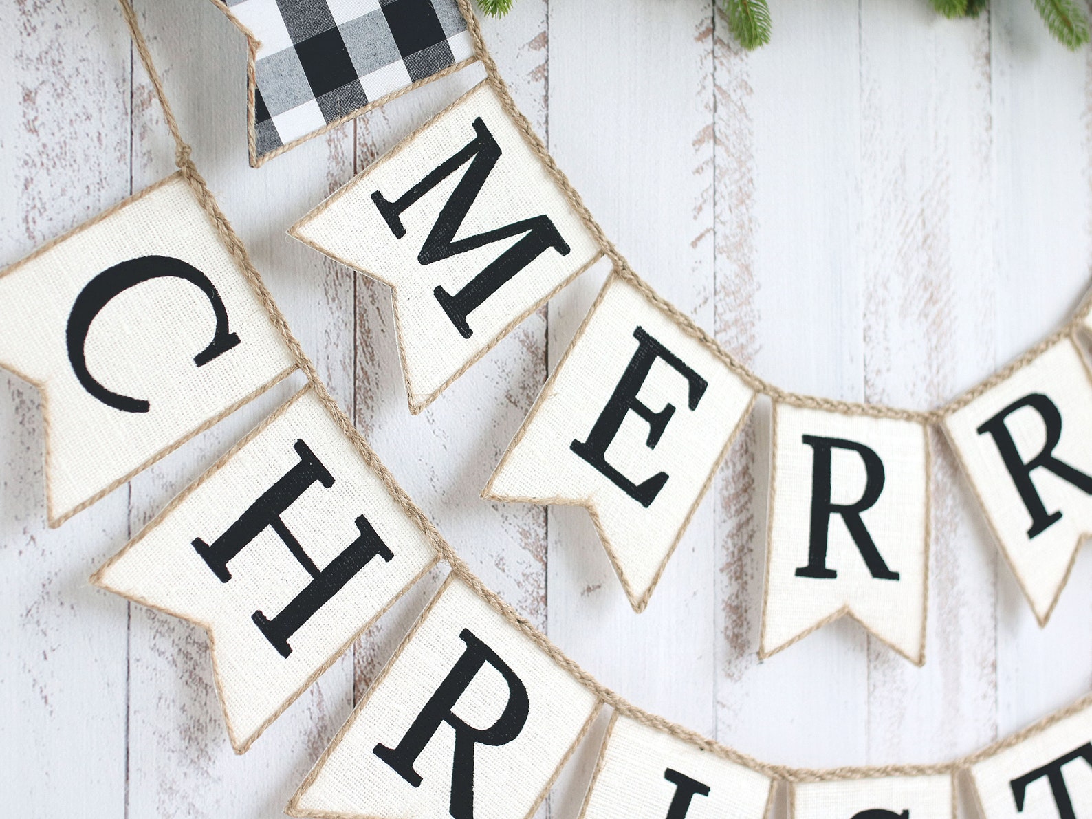 Merry Christmas Banner Christmas Garland Burlap Banner - Etsy