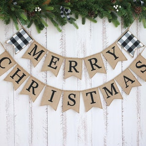 Merry Christmas Banner Christmas Garland Wooden Christmas - Etsy