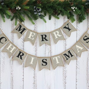 Merry Christmas Burlap Banner Christmas Garland Burlap - Etsy