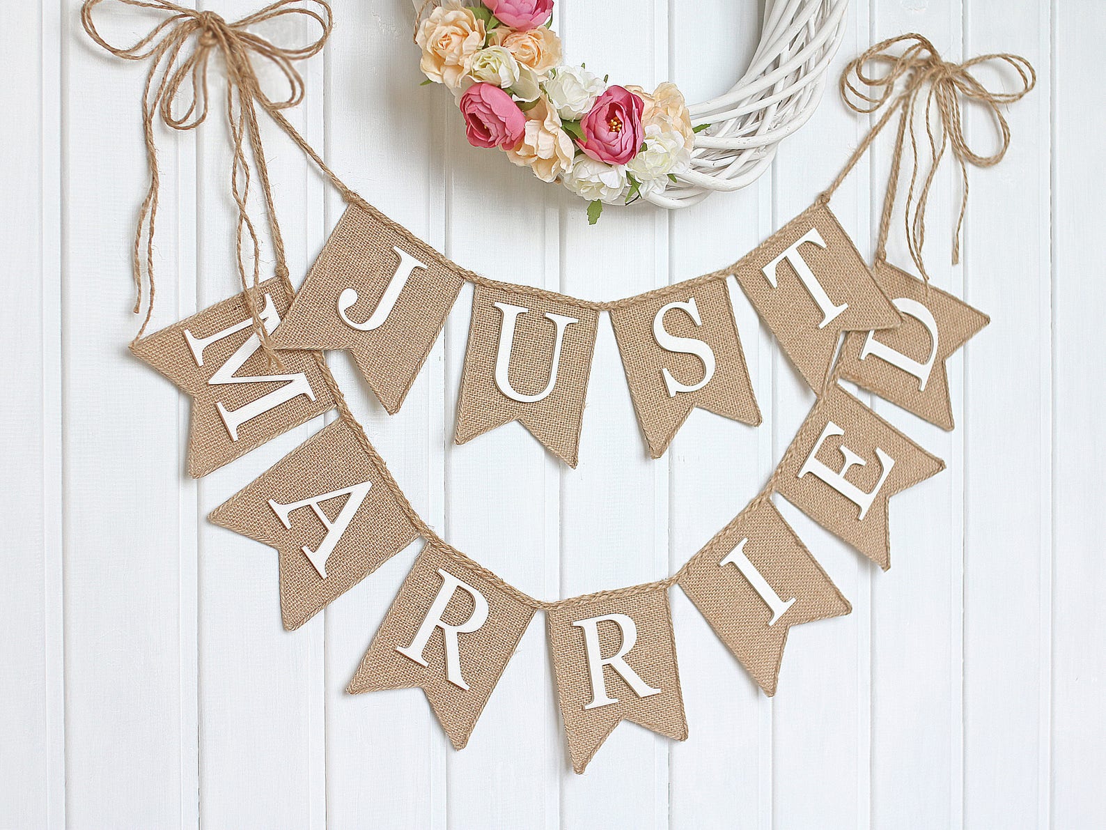 Just Married Wedding Banner Rustic Wedding Bannerjust - Etsy