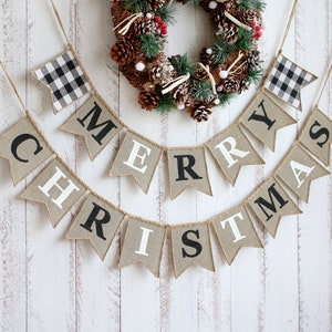 Merry Christmas Burlap Banner Christmas Garland Burlap - Etsy