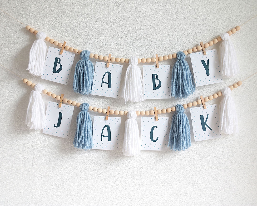 Baby Boy Banner, Tassel Garland Custom Baby Banner, Baby Shower Banner ...
