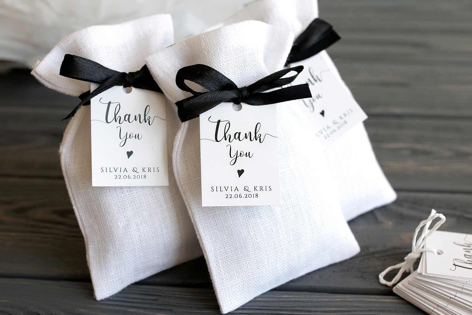 SET OF 100 white linen favor bags small linen bag | Etsy