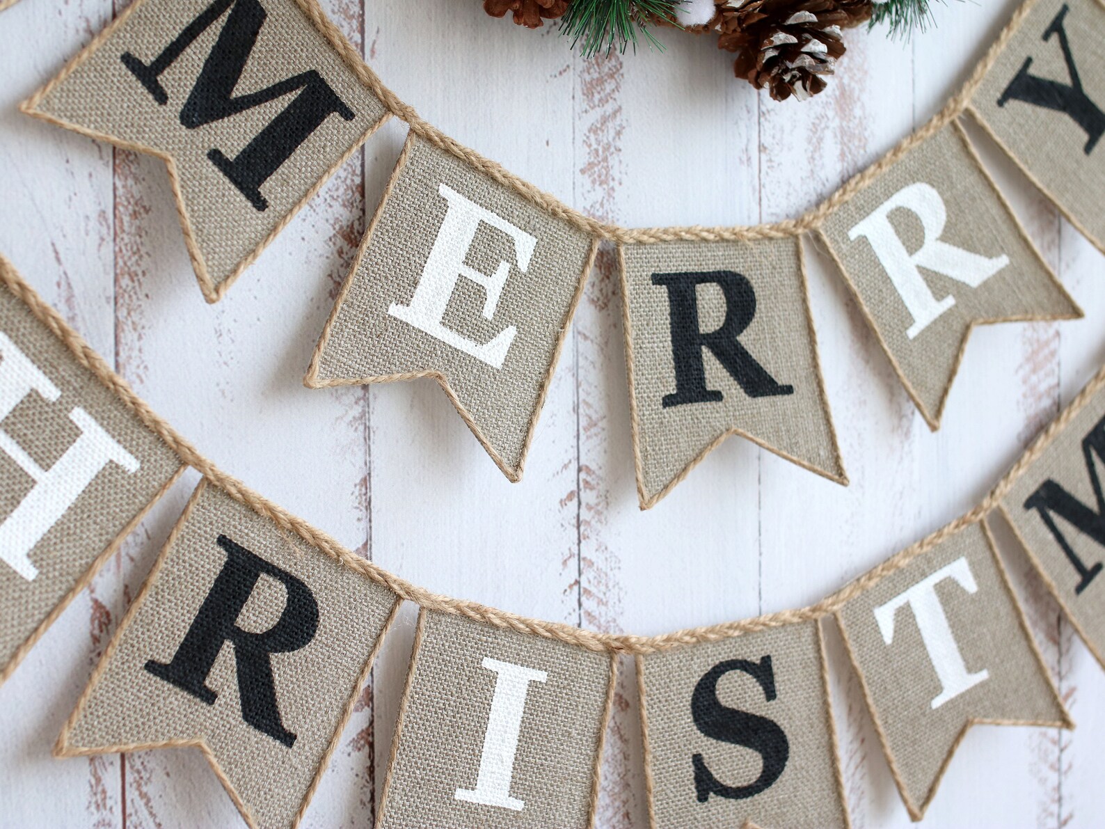 Merry Christmas Burlap Banner Christmas Garland Burlap - Etsy
